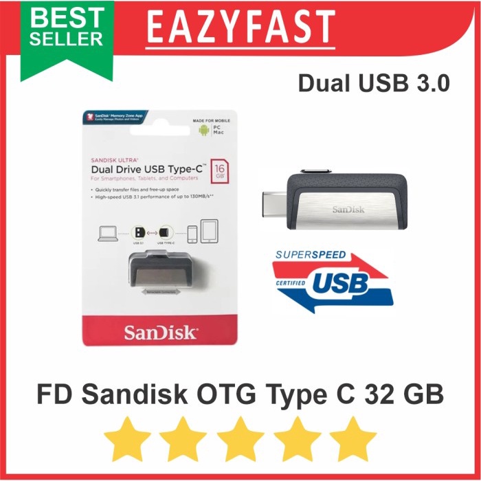Jual Flashdisk Sandisk 32GB 32 GB Dual OTG Type C USB 3 3.0 FD Flash Disk | Shopee Indonesia