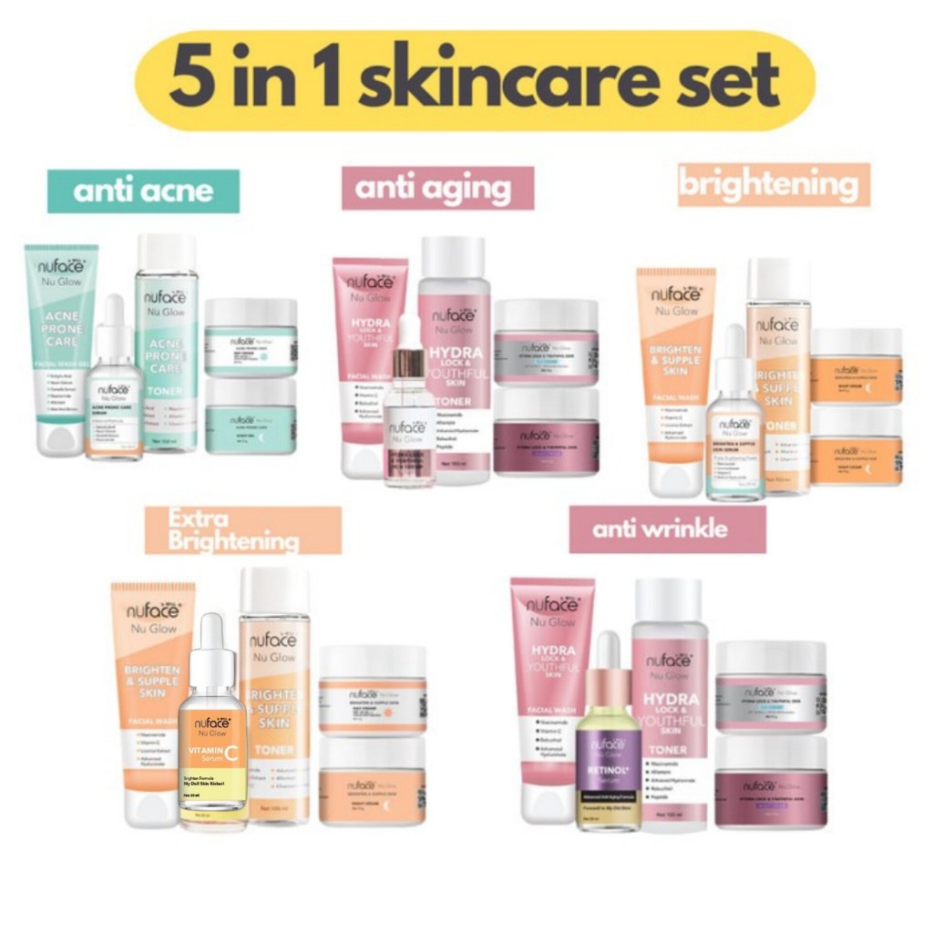 Jual Paket 5IN1 NUFACE Skincare Fuji - Brightening - Acne - HydraLock ...