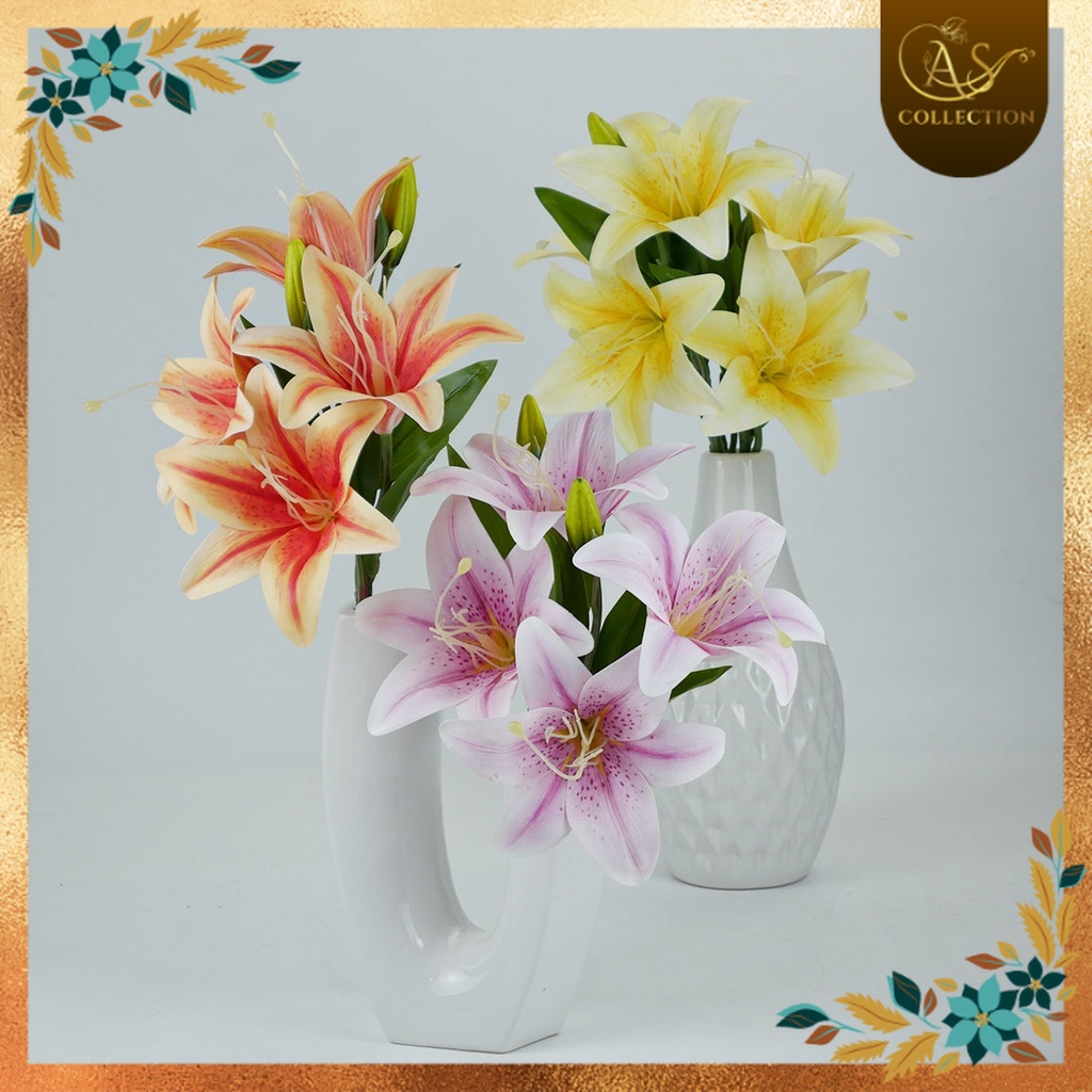 Jual Bunga Lily Latex Cabang 2 Artificial Bunga lili Palsu Bahan Lateks ...