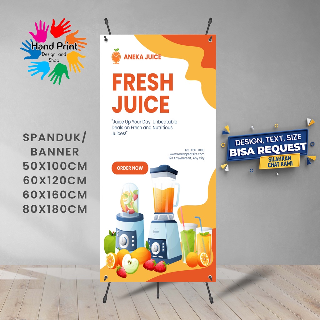Jual SPANDUK BANNER Jus Buah Fresh Juice Warna Oren 60x160 CM | Shopee ...