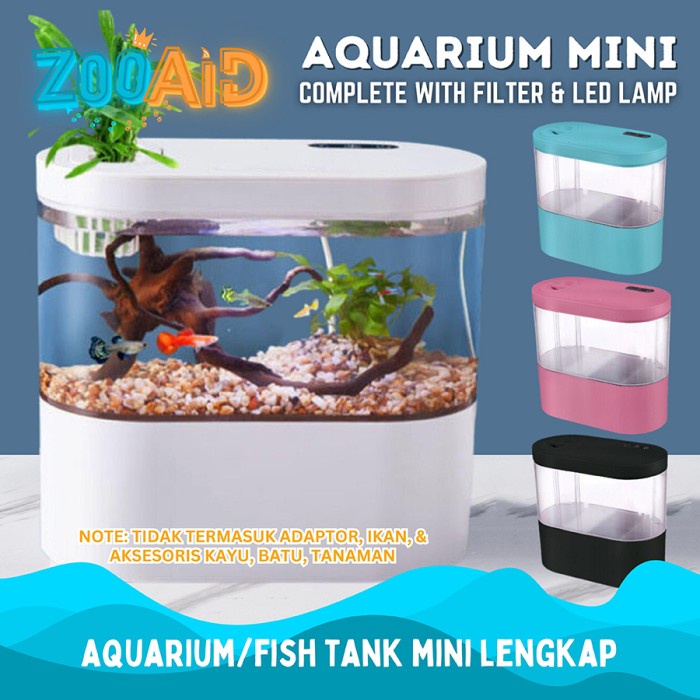 Jual AQUARIUM MINI CUPANG KOMPLIT FILTER DAN LED LAMP / AQUARIUM MINI USB | Shopee Indonesia