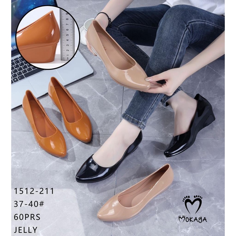 Jual Sepatu Slop Wedges Jelly Wanita Model Simple Polos Glossy Formal ...