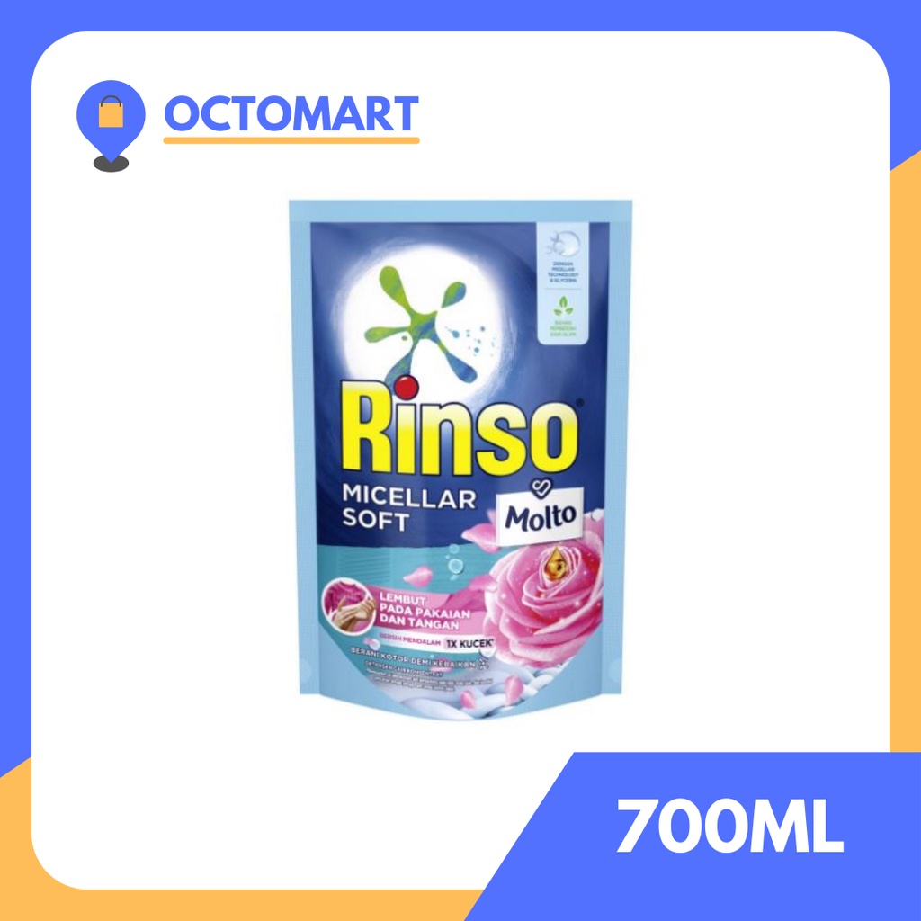 Jual RINSO MOLTO Micellar Soft 700ML Detergen / Deterjen Cair ...