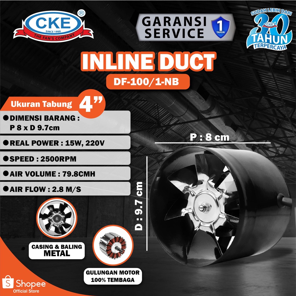 Jual 4Inch Inline Duct Fan Metal Blade Booster Fan/Air Duct Fan/Exhaust ...