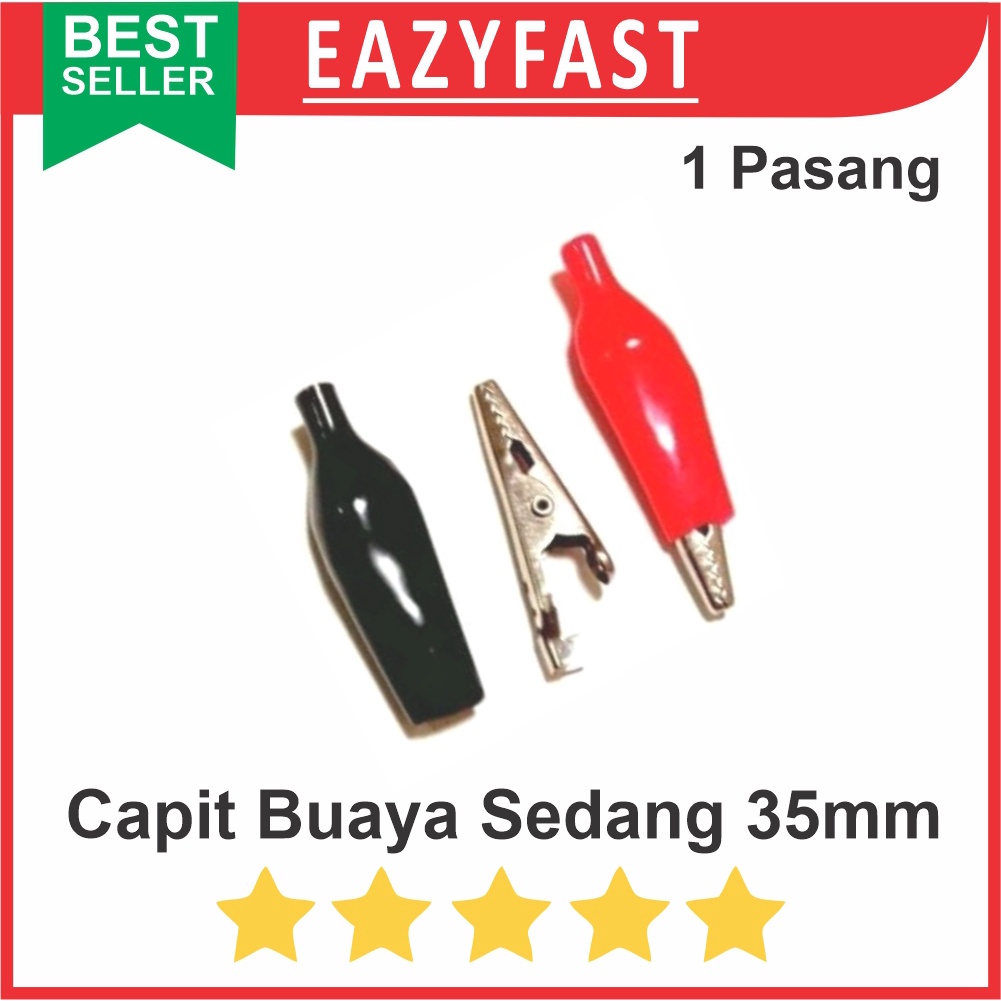 Jual Capit Buaya Sedang 35mm Jepit Kabel Listrik 1 Set Pasang hitam ...