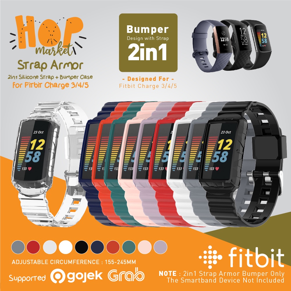Jual Armor 2in1 Rubber Strap with Bumper Case Cover for Fitbit Charge 3 ...