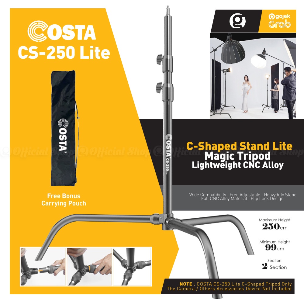 Jual COSTA CS-250 Lite C Stand Aluminium Alloy Light Stand Studio ...