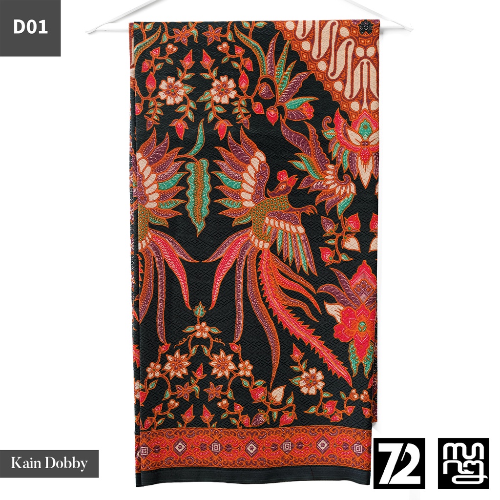 Jual KAIN BATIK PREMIUM Bahan Dobby Motif Burung Kembar Warna Hitam ...