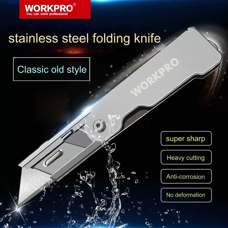 Jual WORKPRO Folding knife stainless | Shopee Indonesia