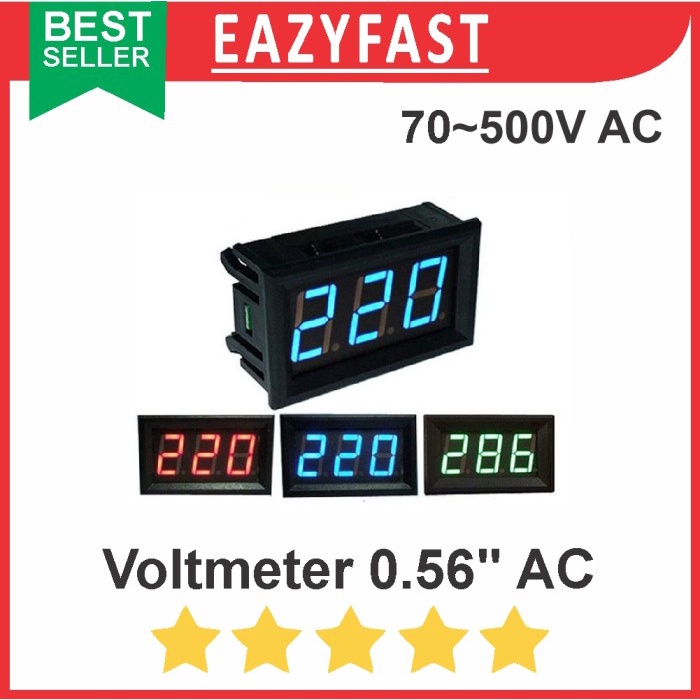 Jual Voltmeter Digital AC 0.56" Inch Listrik PLN 220V 220 Volt Meter 2 ...