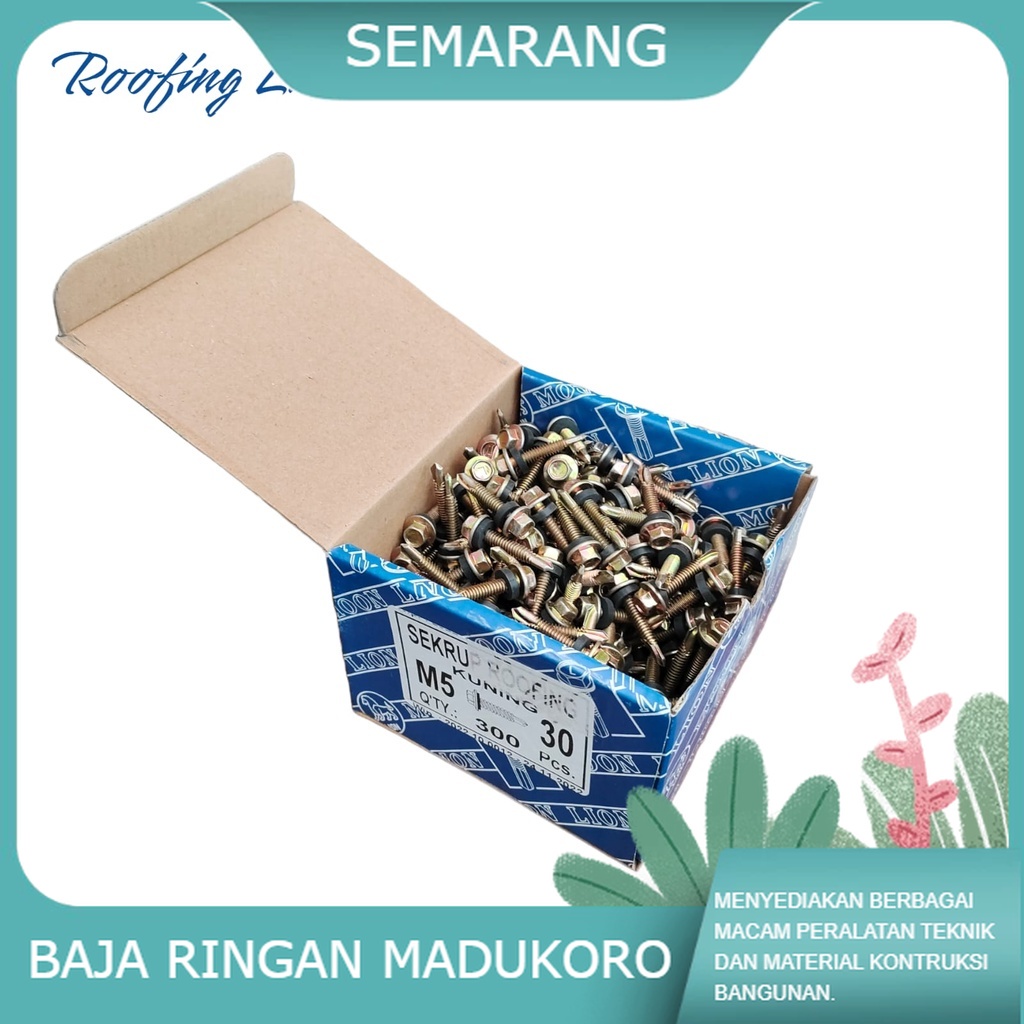 Jual SEKRUP BAUT ROOFING ATAP LION M5 X 30 (3CM) MOONLION ISI 300 ...