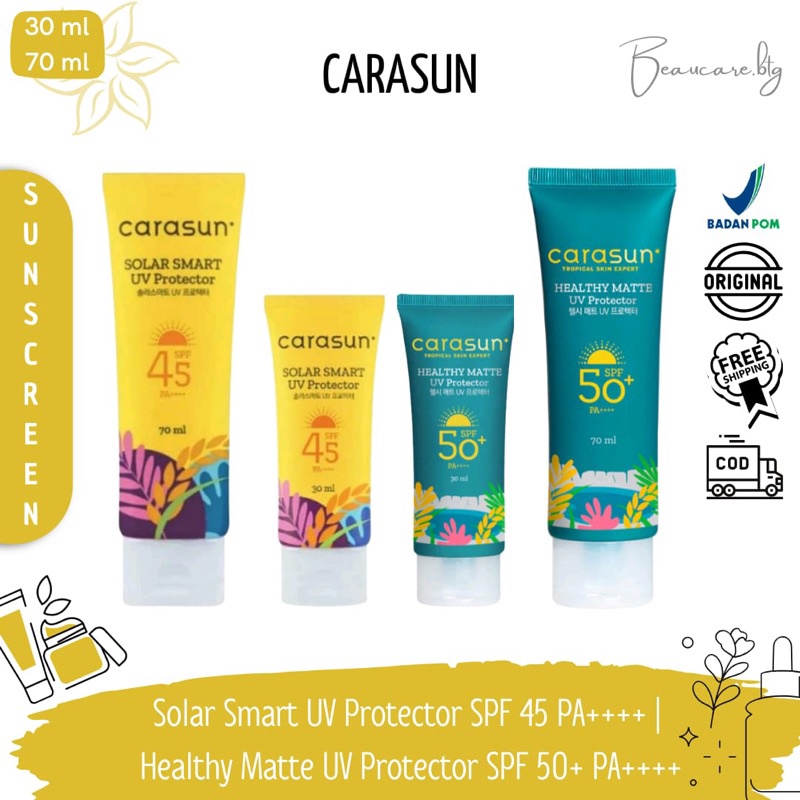 Jual CARASUN Solar Smart UV Protector SPF 45 PA++++ & Healthy Matte UV Protector SPF 50+ PA ...