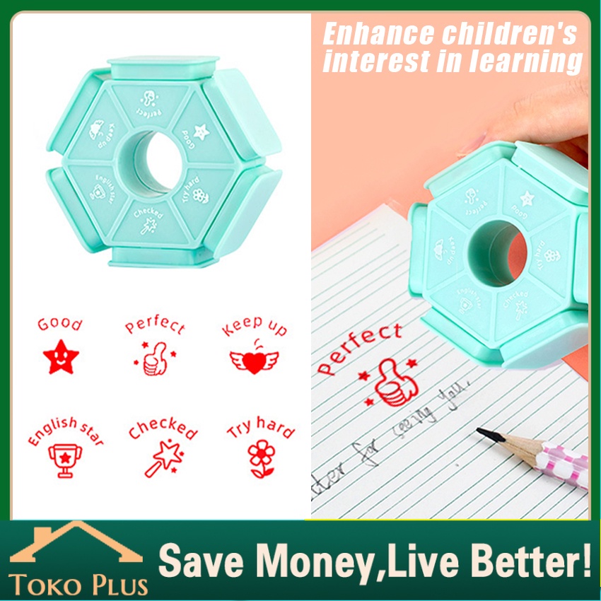 Jual 6in1 Teacher Stamp Stempel Reward Anak TK Inking Comment Stamp ...