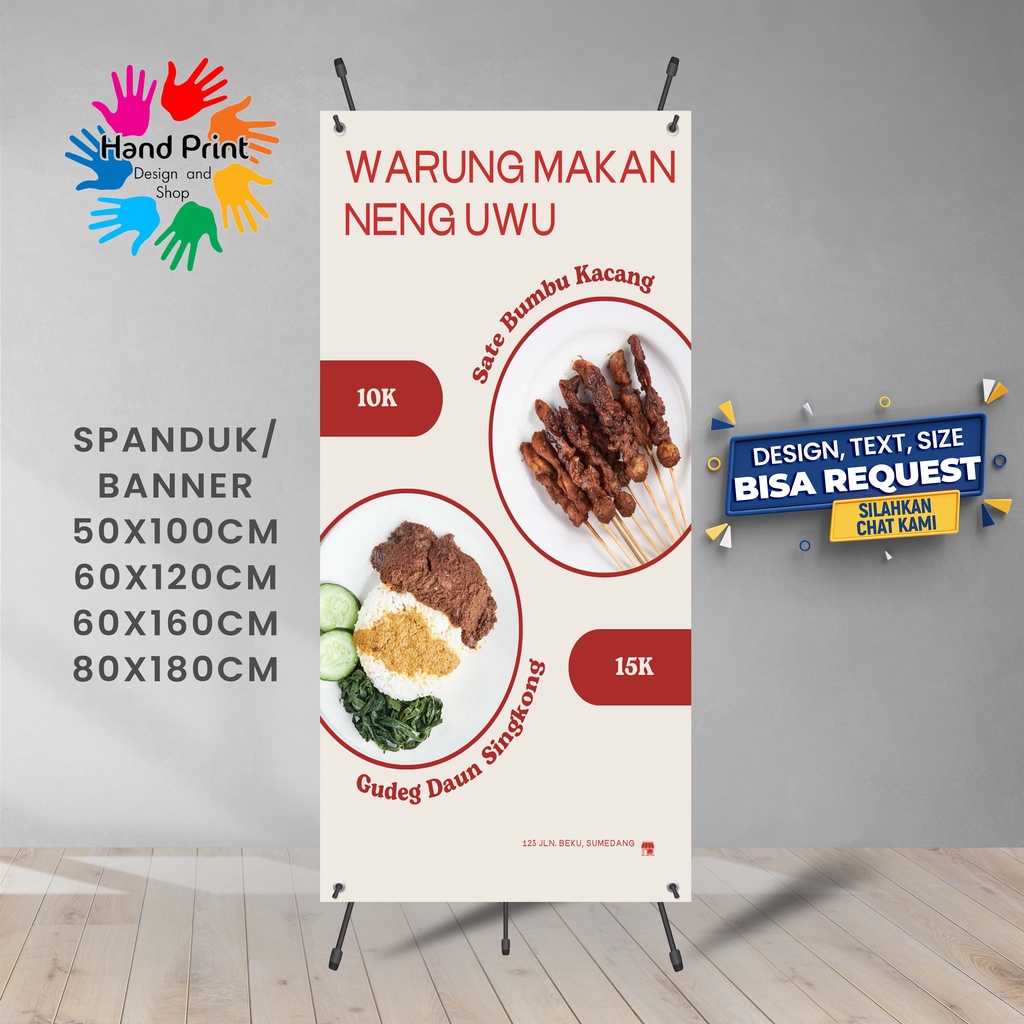 Jual SPANDUK BANNER Sate Ayam Warung Makan Warna Krem 60x160 CM Outdoor ...