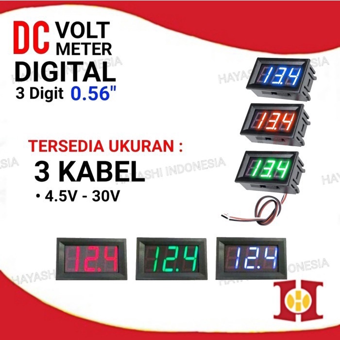 Jual DC Voltmeter 0.56 Inch 4.5 - 30V Mini Digital LED Volt Meter 3 ...