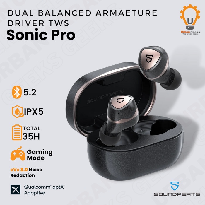 Jual Terlaris -SoundPEATS Sonic PRO APTX Adaptive True Wireless Earbuds ...