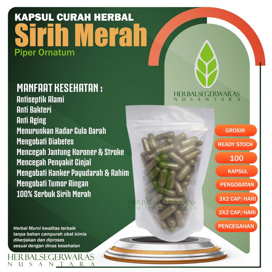 Jual SIRIH MERAH 100 Kapsul Herbal Anti Aging Bau Badan Kanker Rahim ...