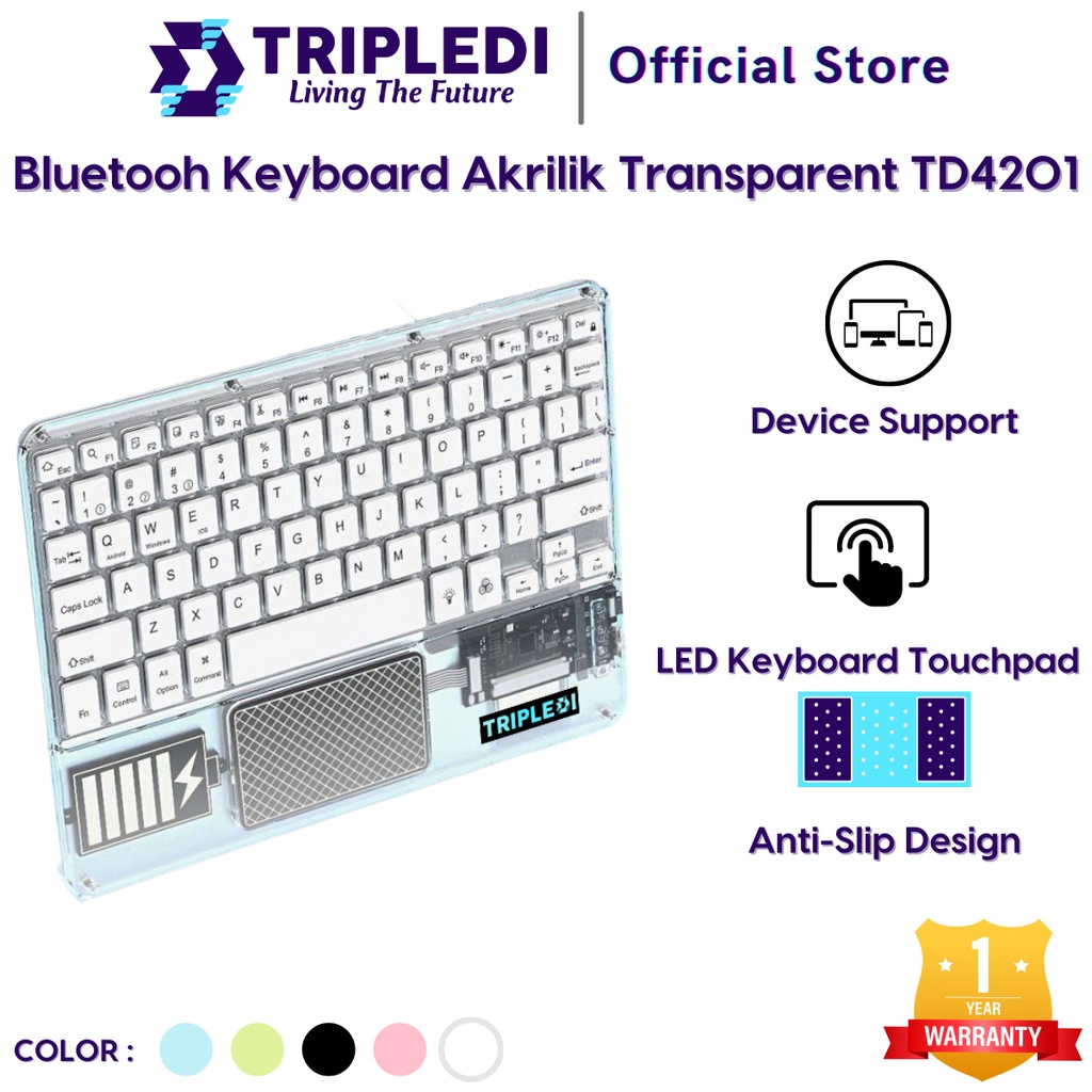 Jual TRIPLEDI Keyboard Touchpad Tablet Acrylic Transparent TD4201 ...