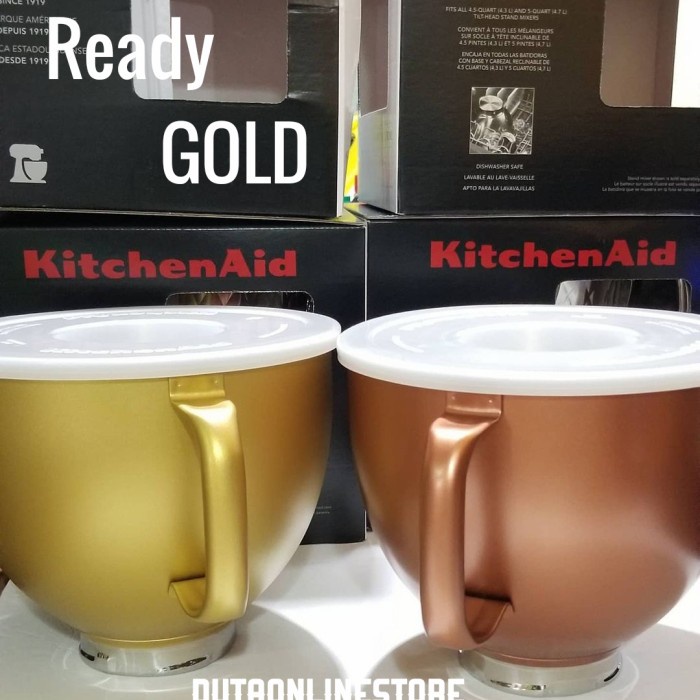 Jual KitchenAid Stand Mixer Artisan Bowl 4.7L GOLD + Tutup- Kitchen Aid ...
