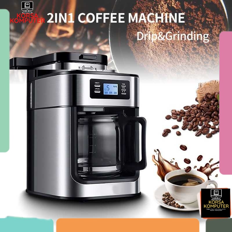 Jual Mesin Kopi 2 in 1 Espresso Drip Bean Grinder LED 1.2L 220V Coffee Maker Machine Mesin ...