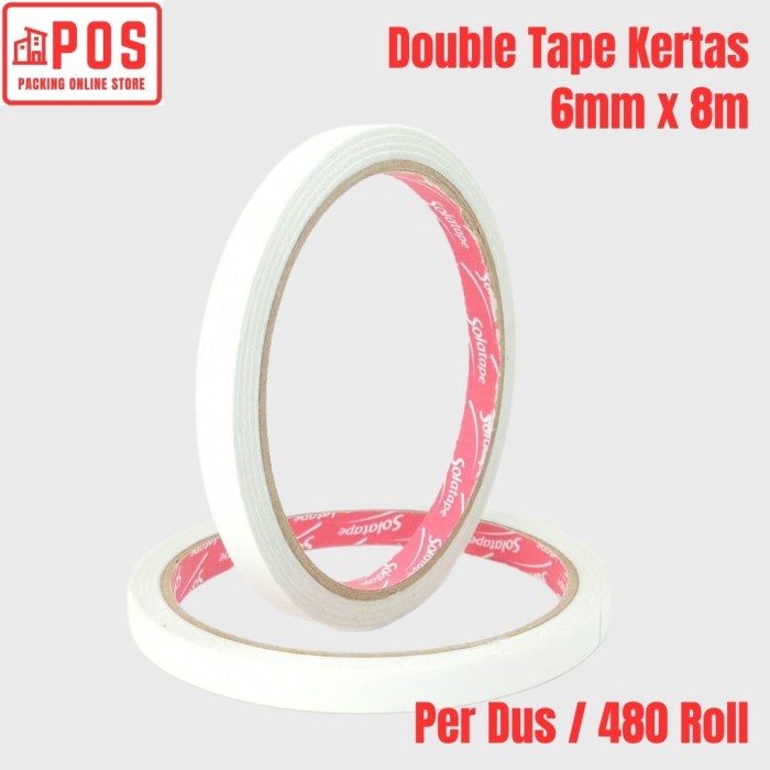 Jual 1 Dus Lakban | Double Tape Kertas 6mmx8m | Solatape | Shopee Indonesia