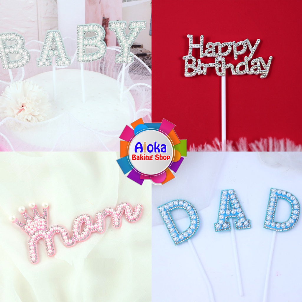 Jual Topper Kue Dekorasi Mutiara Dad Mom Queen Love Baby | Shopee Indonesia