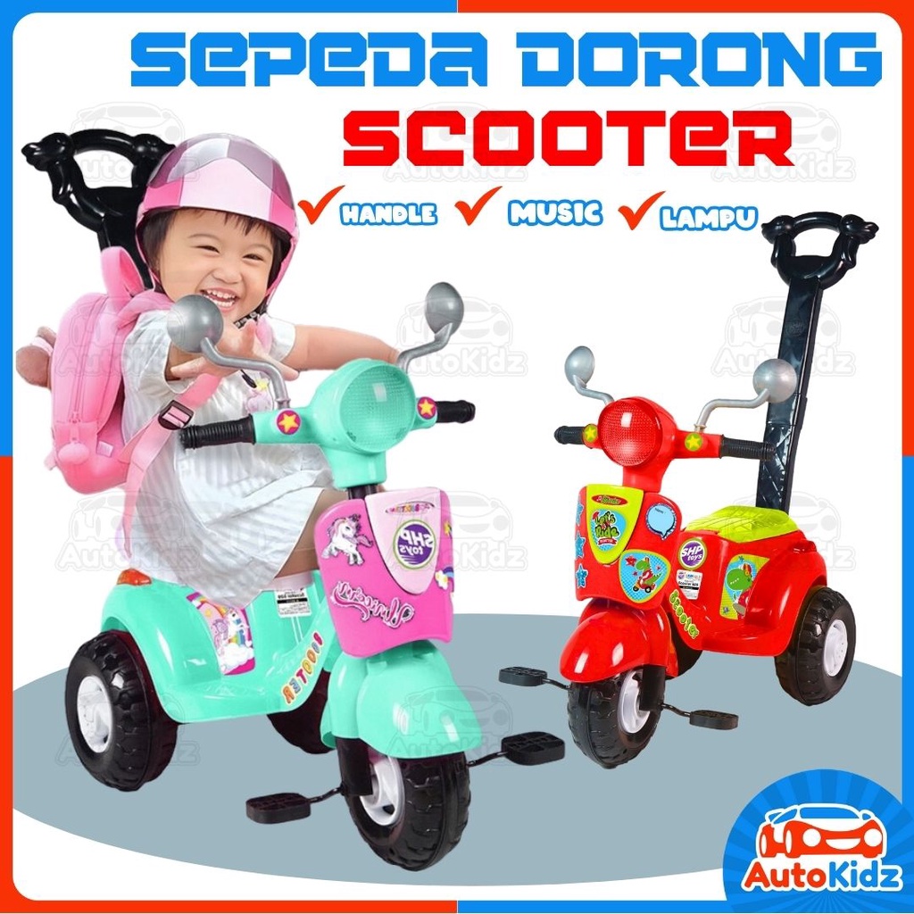 Jual Mainan Anak Motor Scoopy Sepeda Plastik Roda Tiga Dorong Tricycle ...