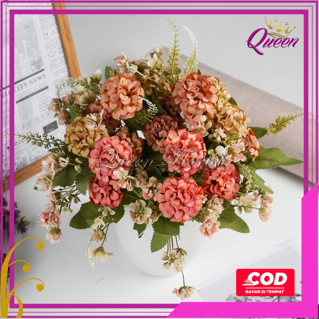 Jual Bunga Pom - Pom Panca Warna Cabang 6 Bunga Anyelir Mini Hydrangea ...