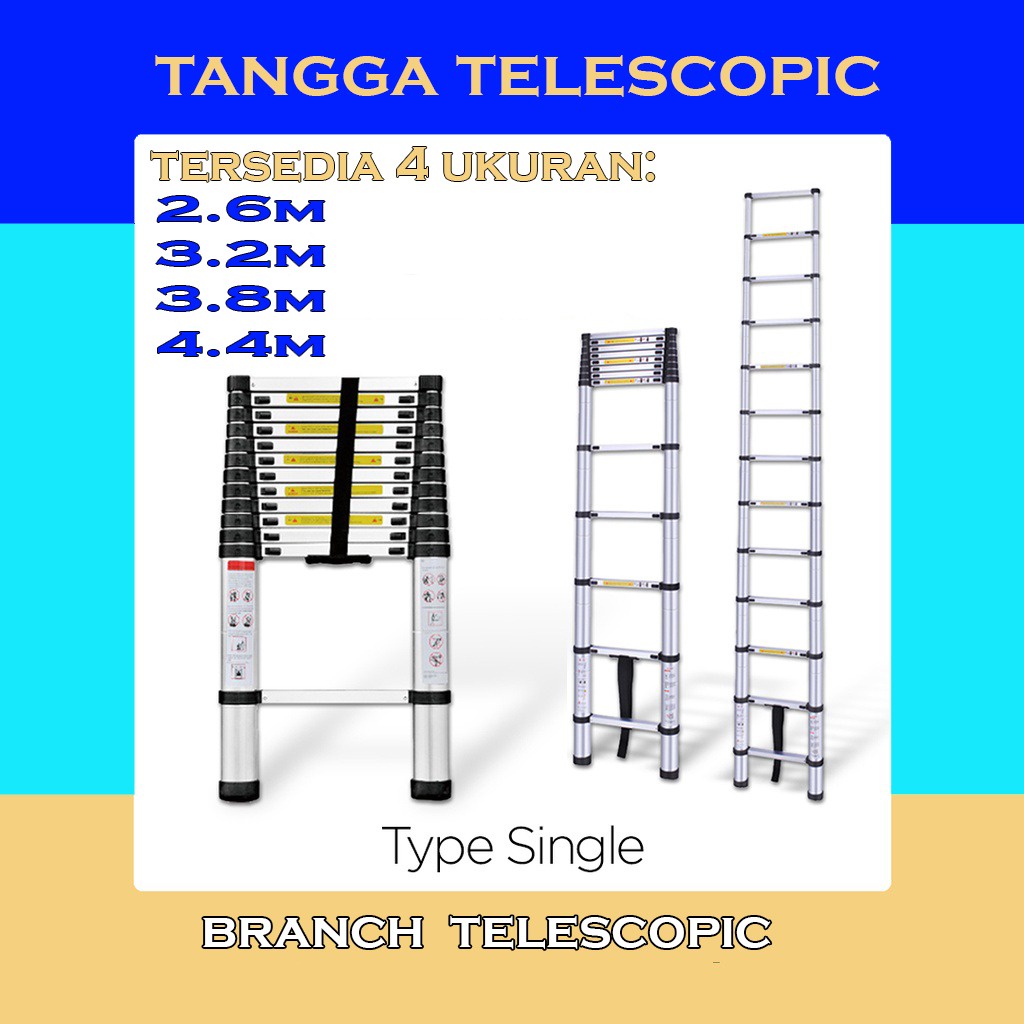 Jual Branch Tangga Lipat Aluminium Teleskopik4.4M Single Telescopic ...