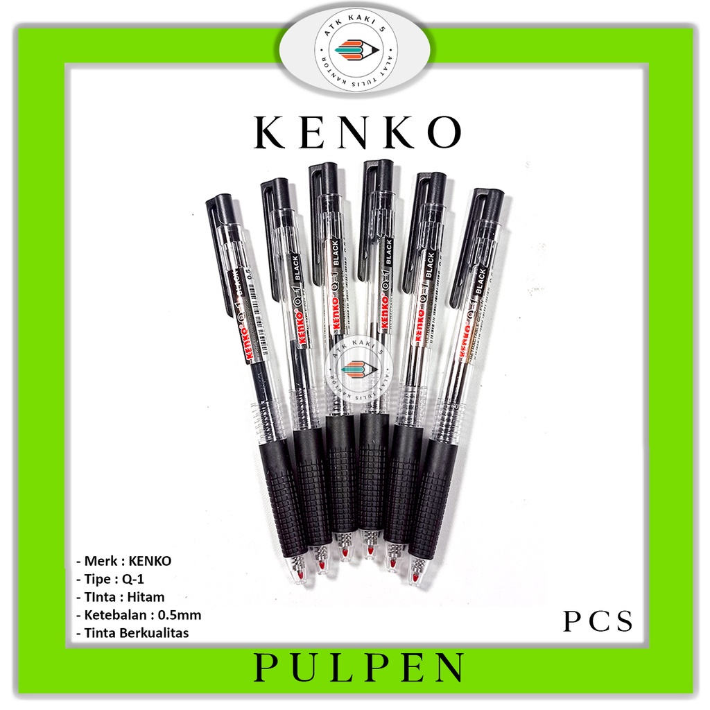 Jual KENKO - Ballpoint Gel Pen Q-1 Tinta Hitam - Pcs | Shopee Indonesia