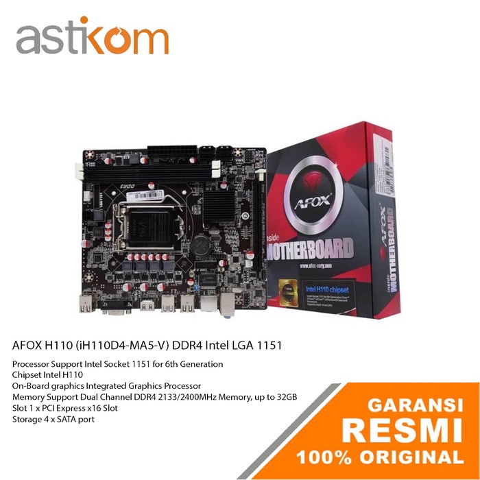 Jual Motherboard AFOX H110 H110D4-MA5-V DDR4 Intel LGA 1151 USB 3.0 | Shopee Indonesia