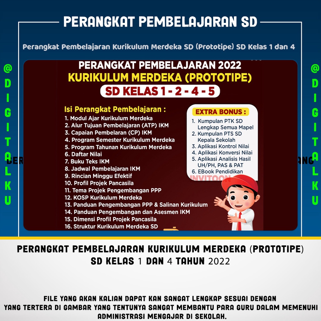 Jual Perangkat Pembelajaran Kurikulum Merdeka SD (Prototipe) Sekolah Dasar Kelas 1 dan 4 ...