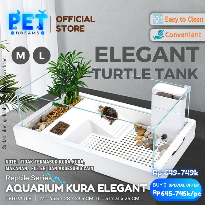 Jual AQUARIUM KURA KURA ELEGANT SIZE M & L / TANK KURA / KANDANG KURA KURA | Shopee Indonesia