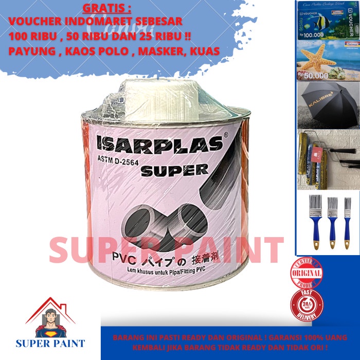 Jual LEM PVC ISARPLAS KALENG 400 GRAM / LEM PIPA KALENG 400 GR KUAS ...