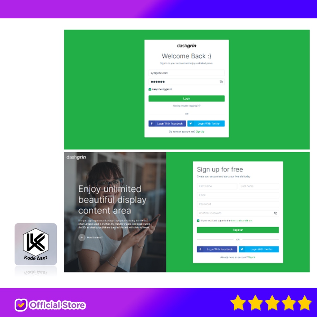 Jual DASHGRIN - BOOTSTRAP 4 RESPONSIVE ADMIN DASHBOARD TEMPLATE + UI ...