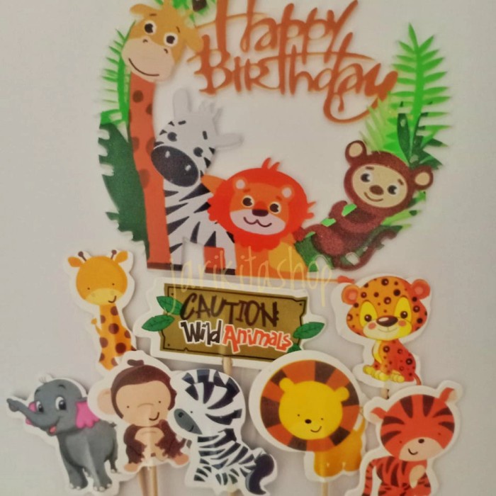 Jual PAKET CAKE TOPPER HAPPY BIRTHDAY TEMA ANIMAL ZOO JUNGLE SAFARI ...