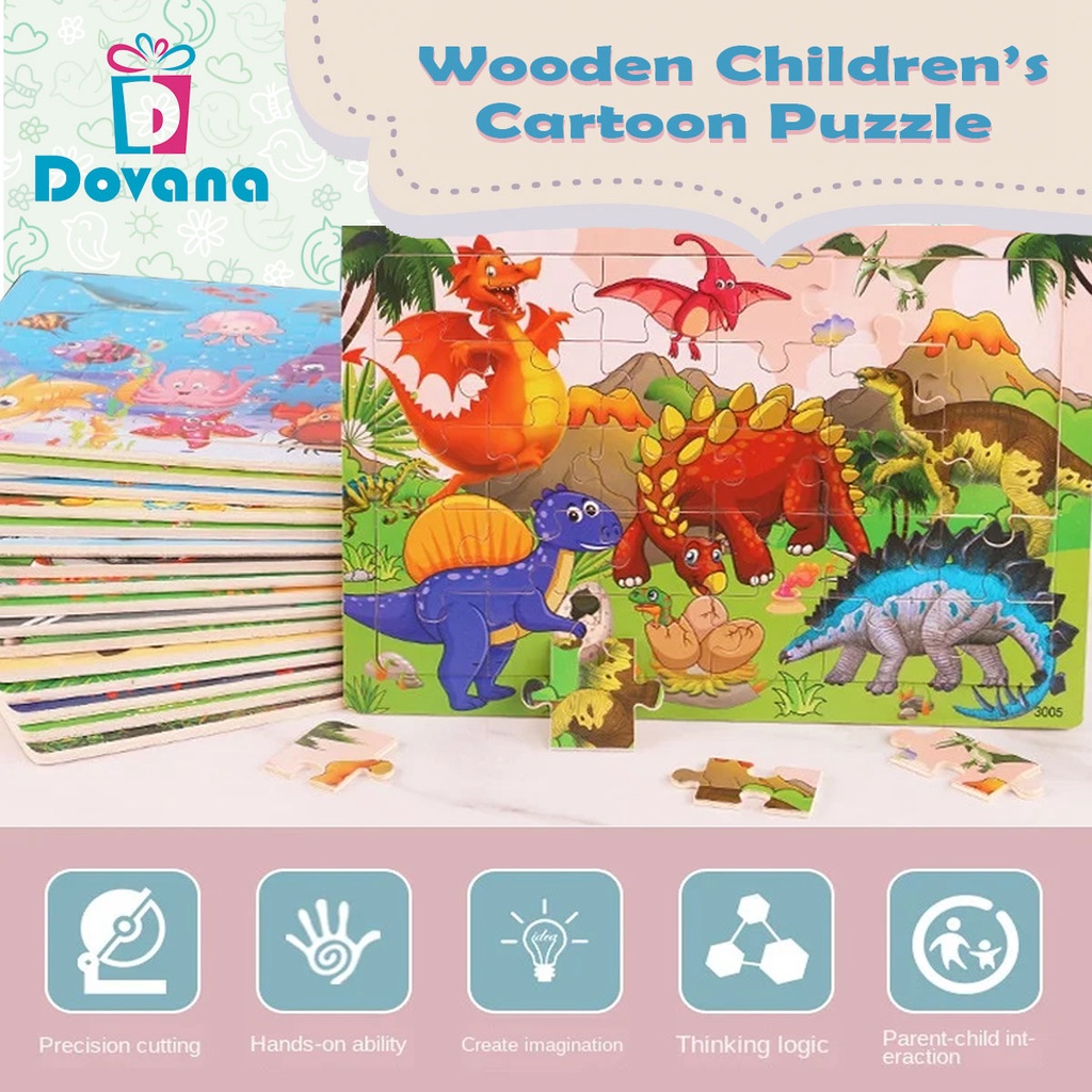 Jual Dovana Mainan Puzzle Kayu Anak Karakter Kartun Hewan Binatang Kids ...