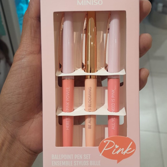 Jual Miniso Pink Series Ballpoint Pen Set (3 Pcs) | Shopee Indonesia