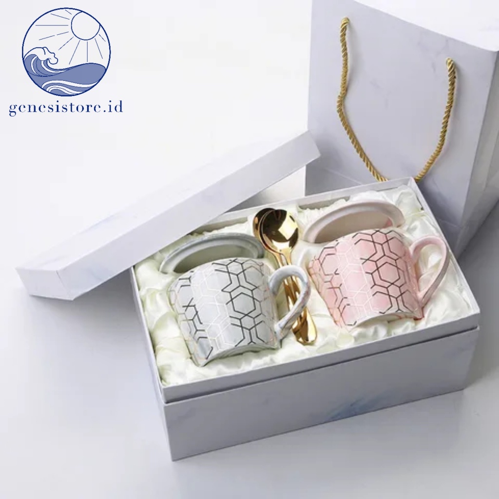 Jual CANGKIR COUPLE MOZAIC gelas couple keramik mug marble hampers kado ...