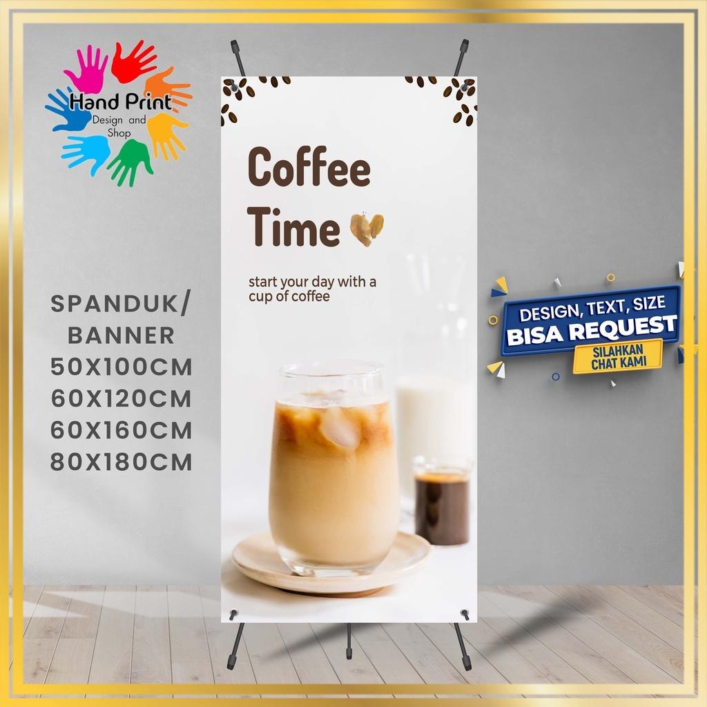Jual SPANDUK / BANNER Kopi time Coffeeshop Krem 60x160 CM Cocok Luar ...