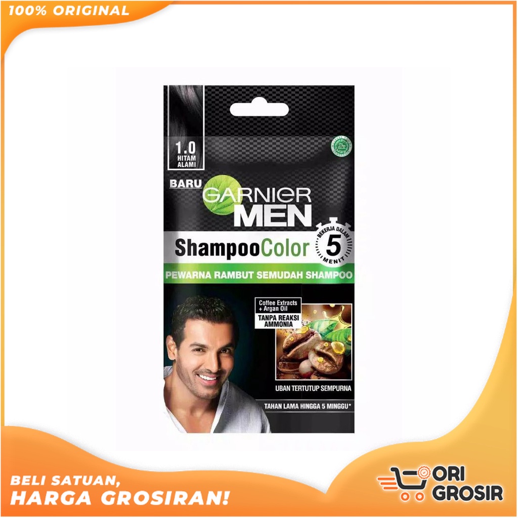 Jual ORI Grosir Garnier Men Shampoo Color 1 Sachet | Pewarna Rambut ...