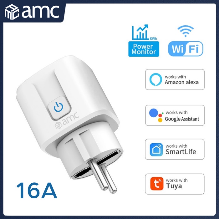 Jual AMC Tuya Smart EU Plug WiFi 16A Timer Energy Meter Stop Kontak ...