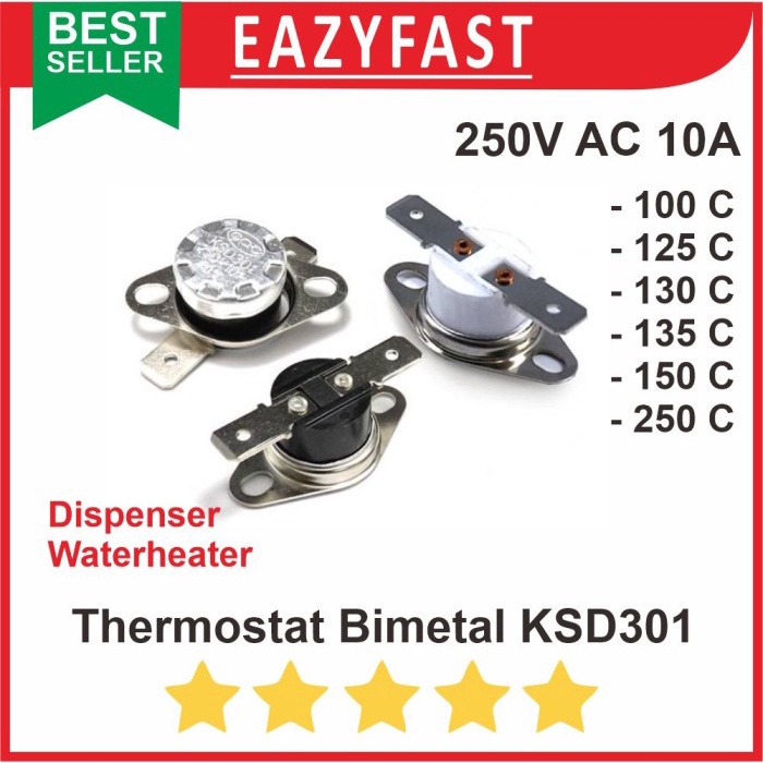 Jual Thermostat Bimetal KSD301 AC 10A 100 150 250 Thermo Fuse KSD 301 302 | Shopee Indonesia