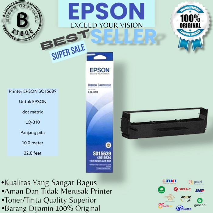 Jual Tinta Pita EPSON lQ-310 Ribbon Cartridge ORIGINAL 100% | Shopee ...