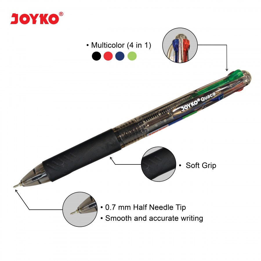 Jual Pulpen Joyko Bp 213 Quaco 4 Warna Joyko Pulpen Warna Warni Joyko Pulpen 4 Warna