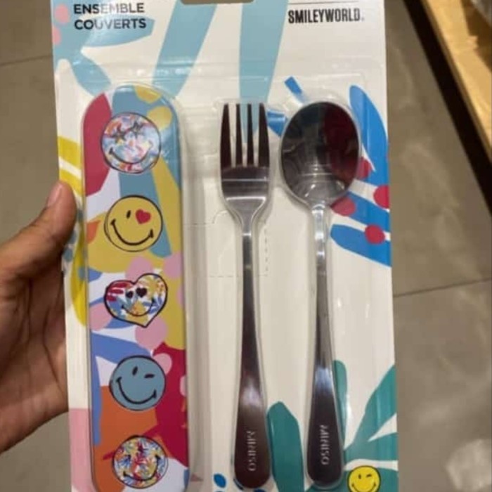 Jual Miniso SmileyWorld Series Flatware Set (Fork & Spoon) Sendok Garpu ...