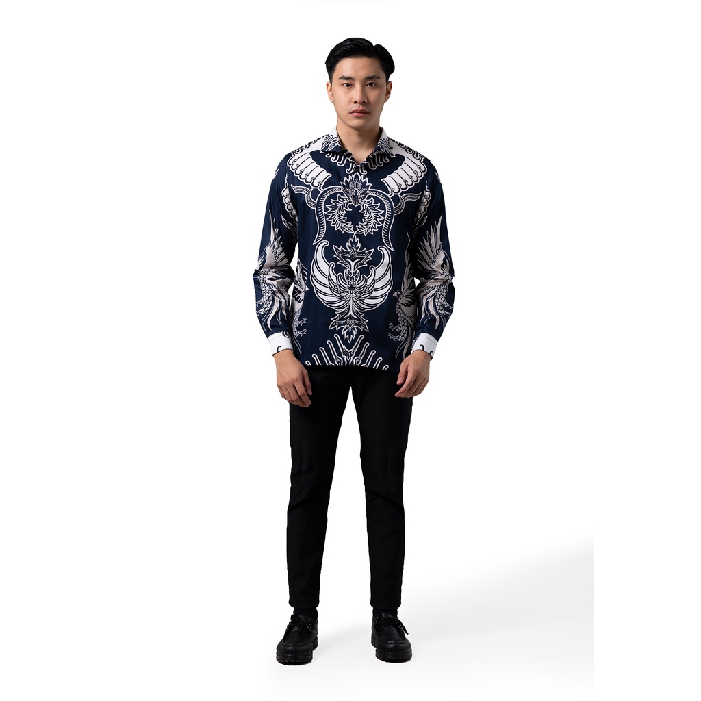 Jual MANZONE Kemeja Pria Lengan Panjang MZB-ASOKA - NAVY | Shopee Indonesia