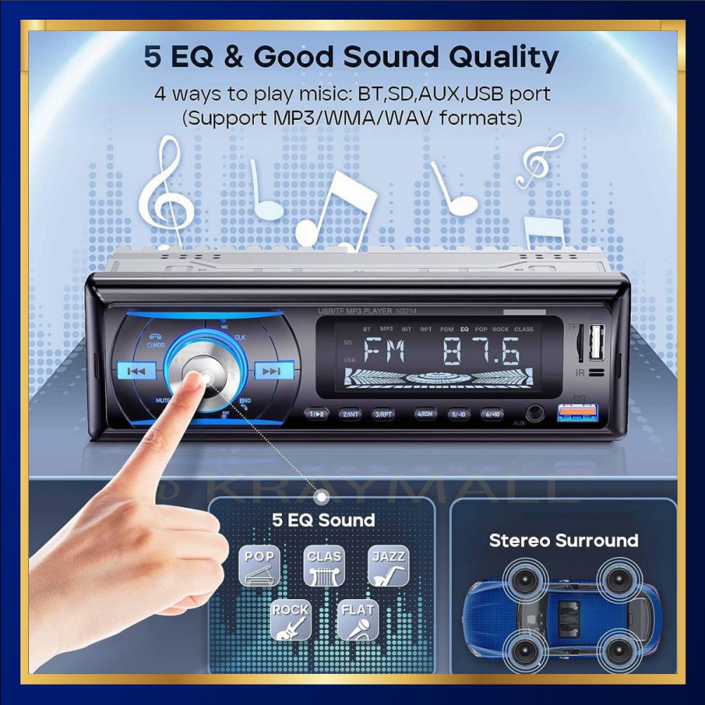 Jual Tape Mobil Audio MP3 Player LCD RGB Bluetooth 5.0 Wireless 60W ...