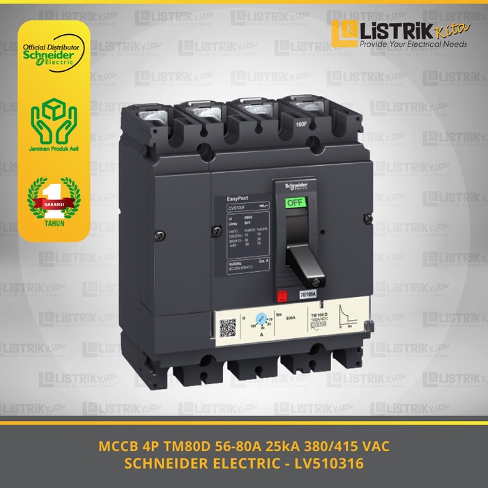Jual Schneider Mccb Cvs100B Tm80D 4P3D - Lv510316 | Shopee Indonesia