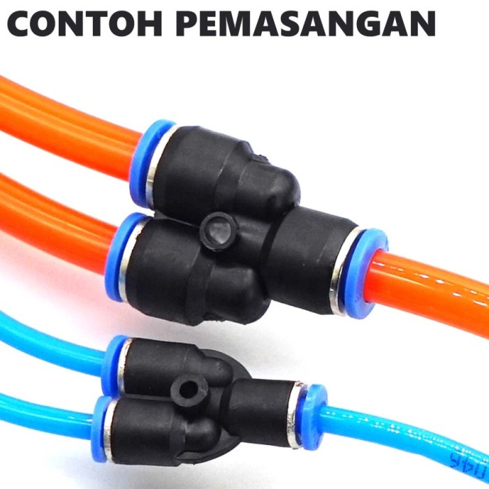 Jual sambungan splitter Y slip lock selang PU polyurethane - Y selang 6mm OM79 | Shopee Indonesia
